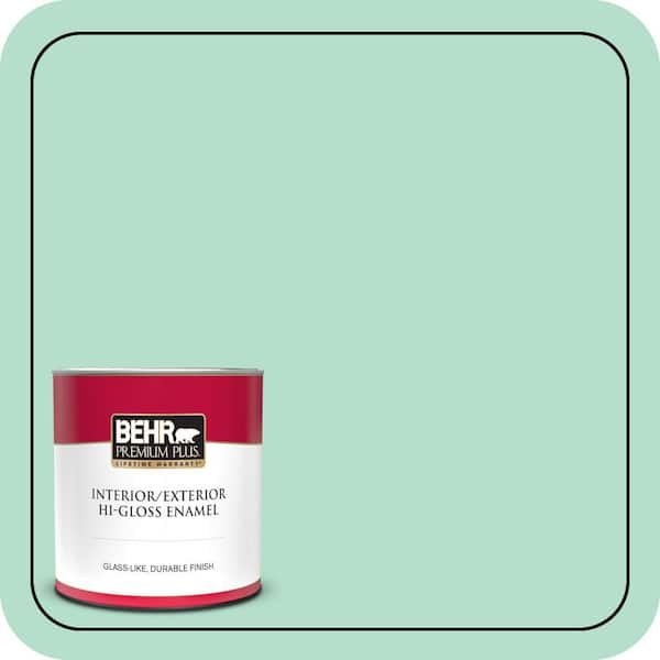 BEHR PREMIUM PLUS 1 qt. #480C-3 Aqua Bay Hi-Gloss Enamel Interior ...