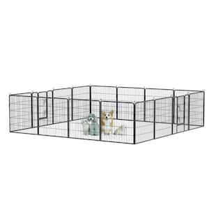 32 in. H Dog Pens Foldable 12-Panels Heavy-Duty Metal Portable Dog ...