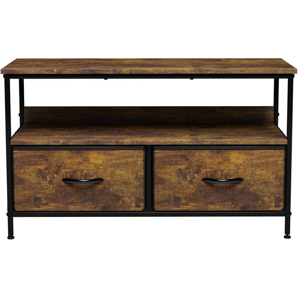 Sorbus 11 in. L x 22in. W x 38 in. H 2-Drawer Rustic Brown TV Stand ...