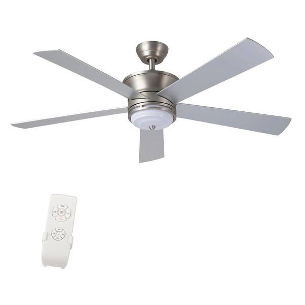 Merra 52 in. Integrated LED Brushed Nickel Ceiling Fan with Light Kit ...