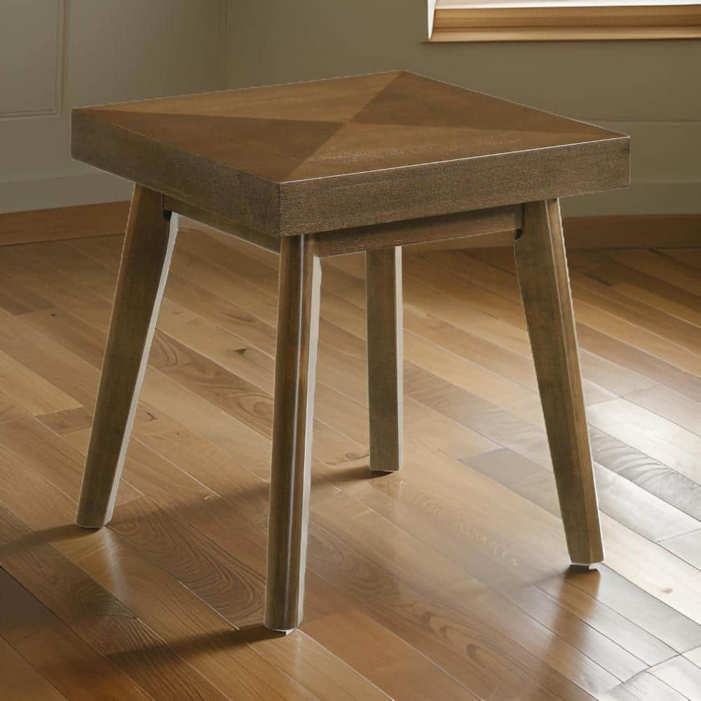 Benjara 20.25 in. Brown Square Wood End Table with Angled wood legs ...
