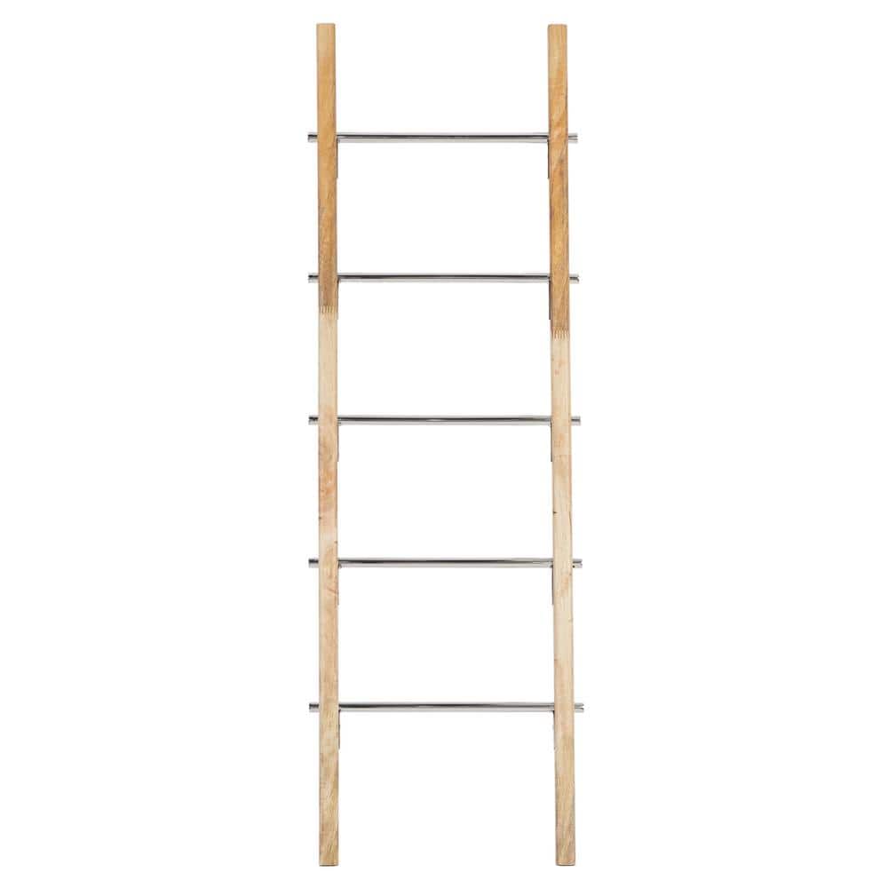 Litton Lane 59 in. Brown Stainless Steel Contemporary Ladder 45492 ...
