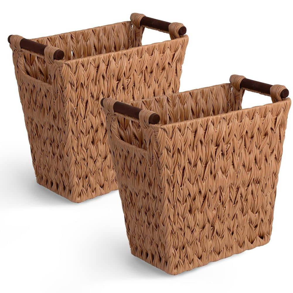 Brown 13 in. x 12.5 in. Polypropylene Decorative Basket Set of 2 with ...
