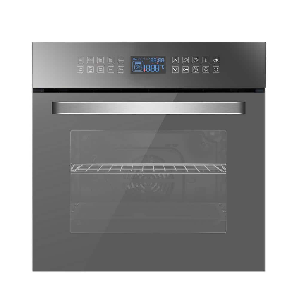 Empava 24 in. Single Electric Wall Oven with Convection Fan in Silver ...