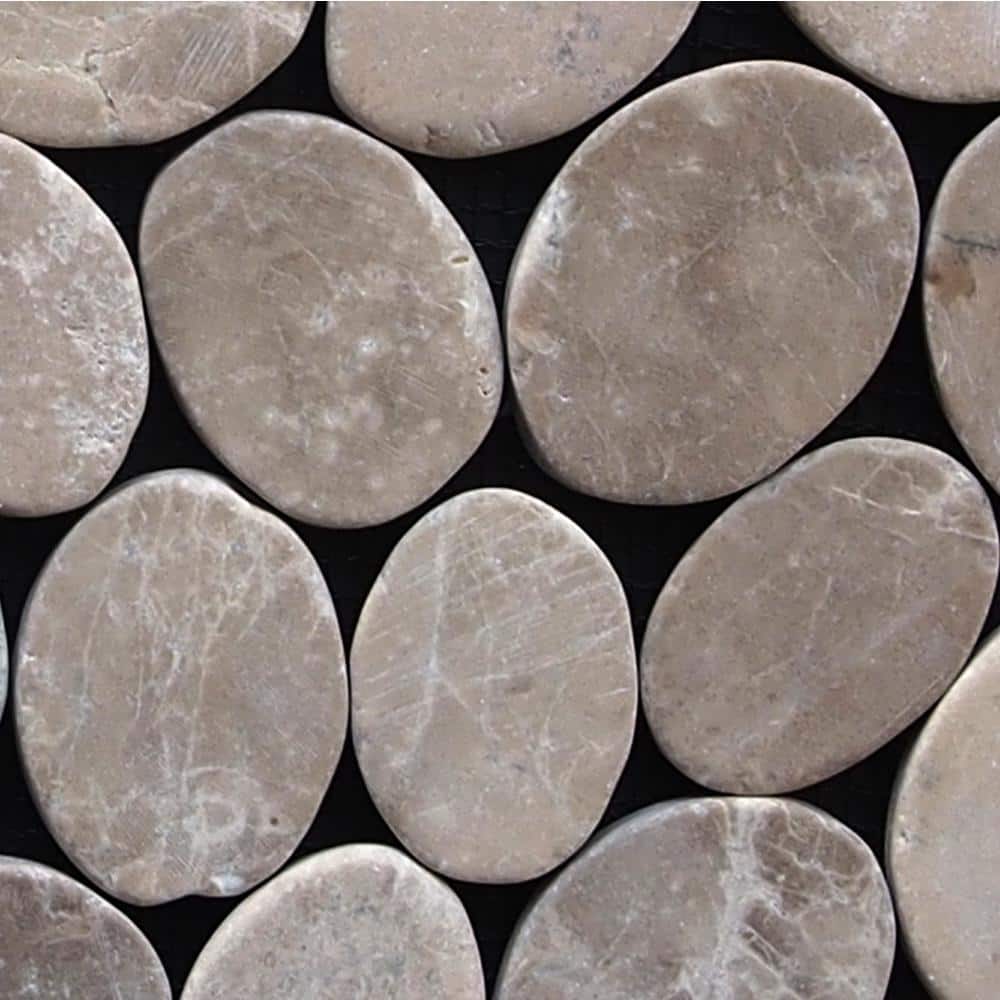 CRUZ BAY STUDIO Pebble Marble Tan 4 in. x 6 in. Mosaic Tile Sample ...