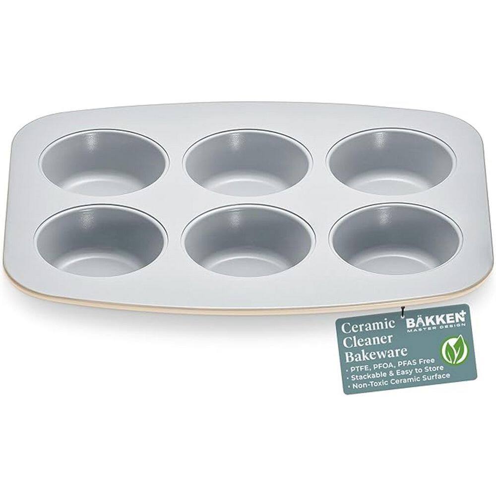 BakkenMaster 1-Piece 6-Cup Cake/Muffin Pan Set-Cream SBKCRSTBKCRMMUF ...