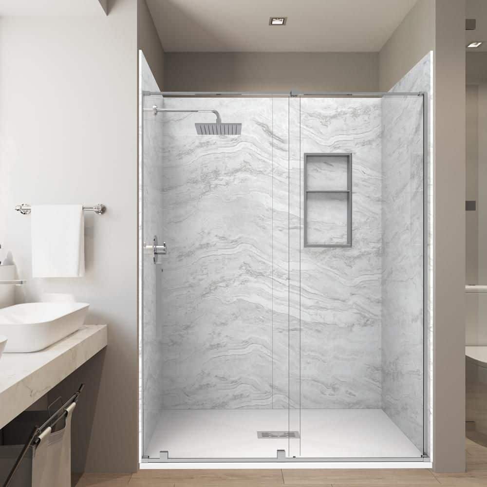 CASTICO Sierra L 36 in. x60in. x84in. Solid Composite Stone Alcove ...
