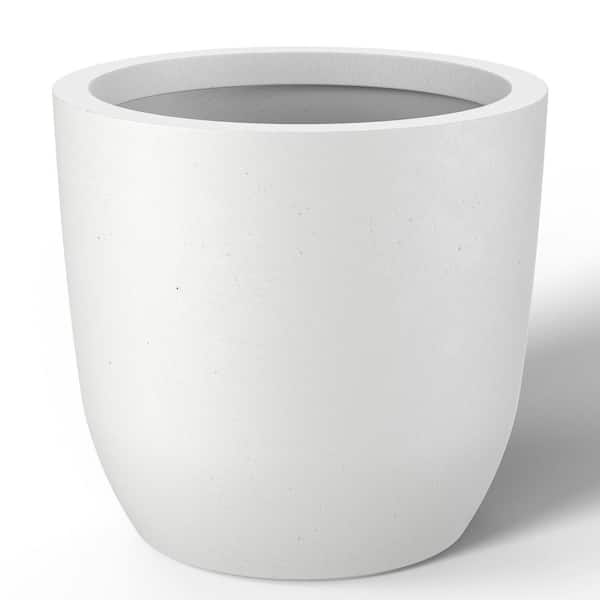 Morrava 13 in. Medium Crisp White(Enhanced Core) Concrete Round Planter ...