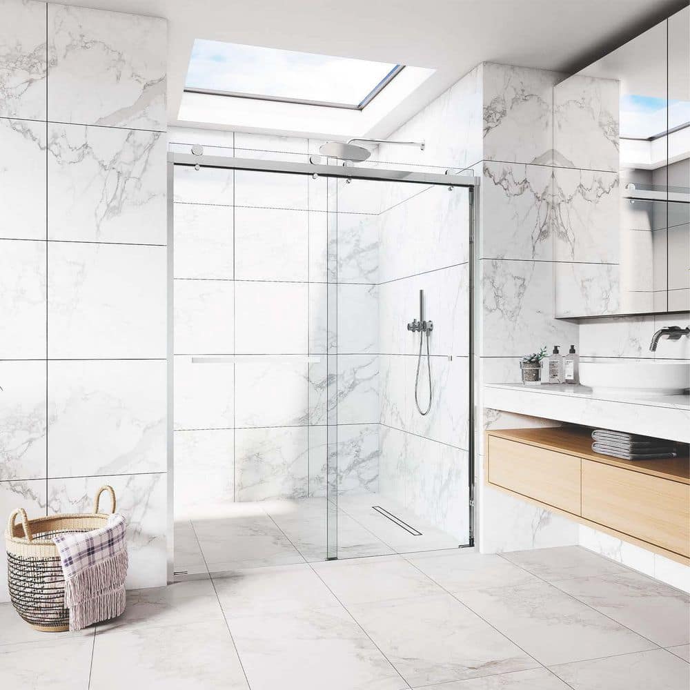 GLASSIC CS Series 44 in.-48 in. W X 76 in. H Contemporary Semi ...