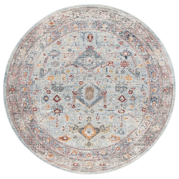 SAFAVIEH History 7 ft. x 7 ft. Light Gray/Rust Distressed Oriental ...