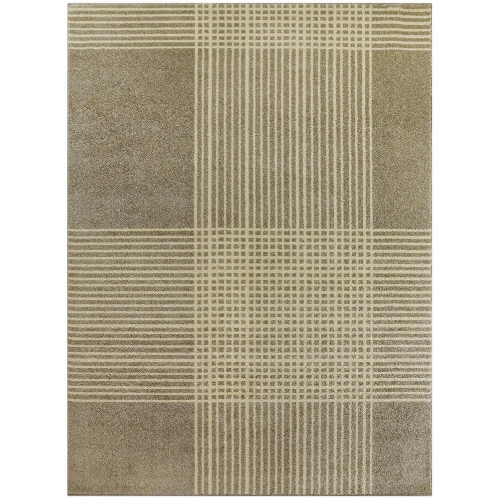 StyleWell Ian Beige 8 ft. x 10 ft. Plaid Area Rug 3005927 - The Home Depot