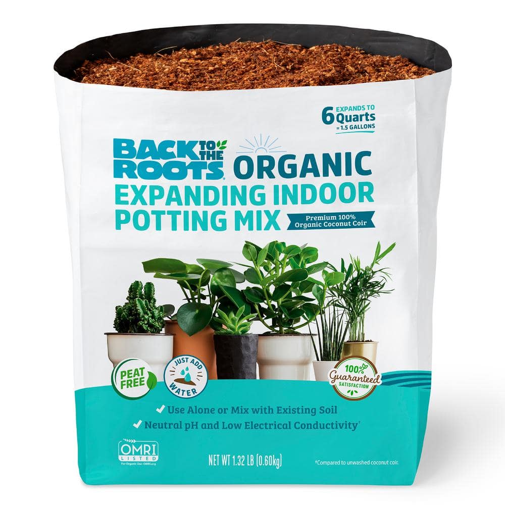 Back to the Roots 6 Quart Expanding Organic Indoor Soil Compressed ...