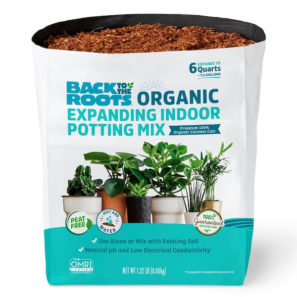 Back to the Roots 6 Quart Expanding Organic Indoor Soil Compressed ...