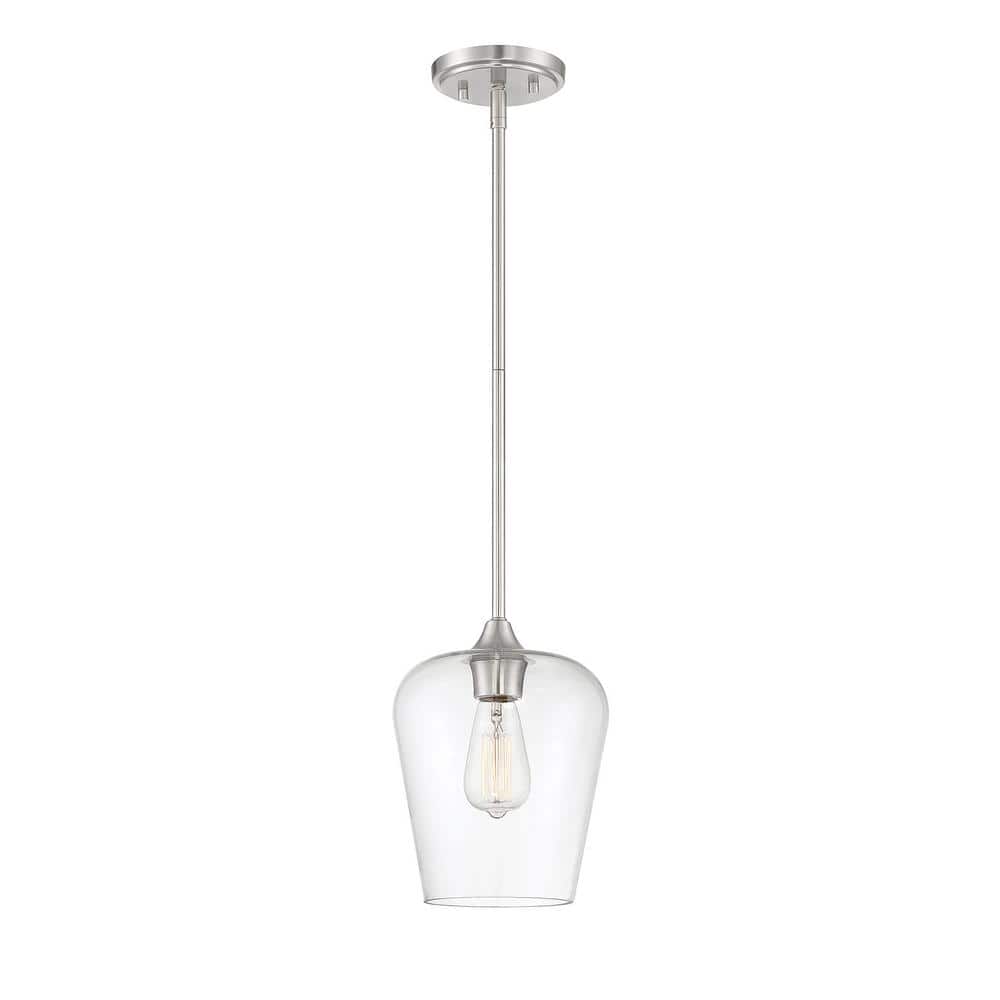 Savoy House Octave 8 in. W x 10.5 in. H 1-Light Satin Nickel Pendant ...