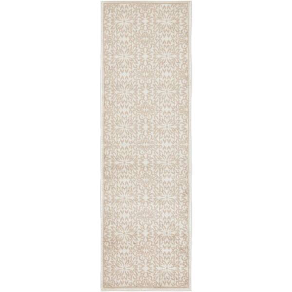 Nourison Jubilant Ivory Beige 2 ft. x 6 ft. Floral Transitional Runner ...