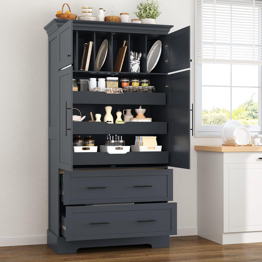 Harper & Bright Designs Gray 72.6 in. H Kitchen Pantry Organizers ...