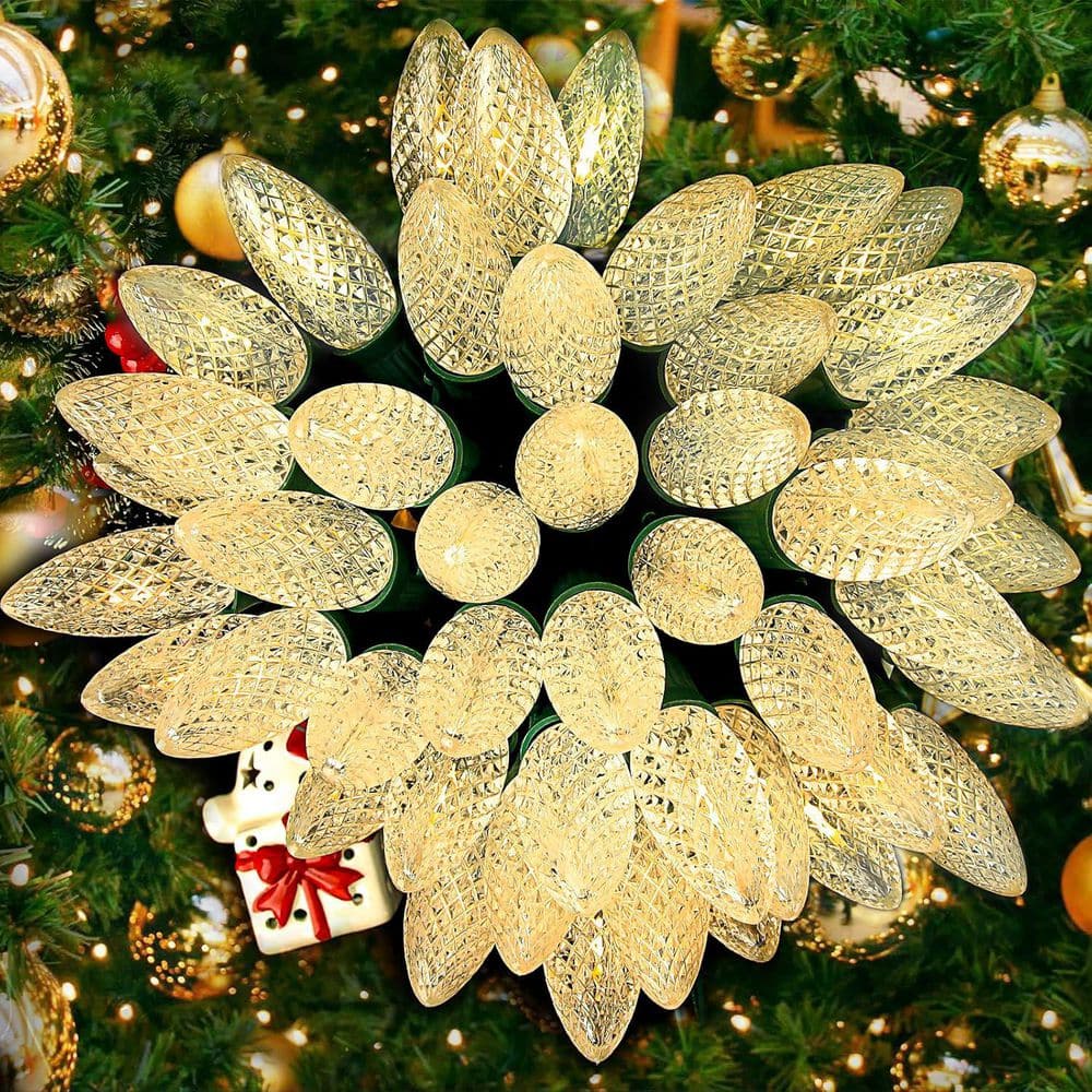 Nordic Hygge 100 ft. 50 LED Faceted Steady C9 Outdoor White Christmas ...