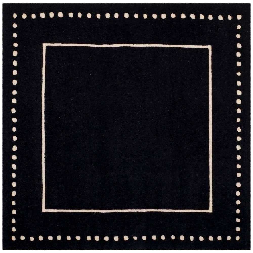 SAFAVIEH Bella Black/Ivory 9 ft. x 9 ft. Dotted Border Square Area Rug ...