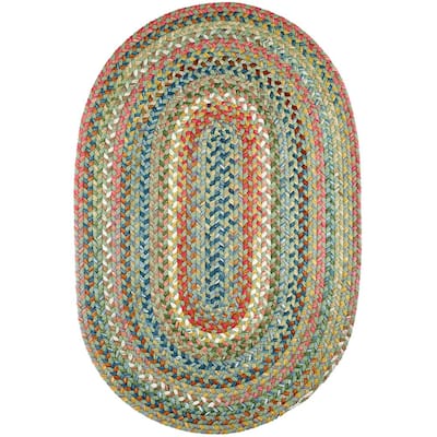 Rhody Rug Bouquet Peridot 6 ft. x 6 ft. Round Indoor/Outdoor Braided ...