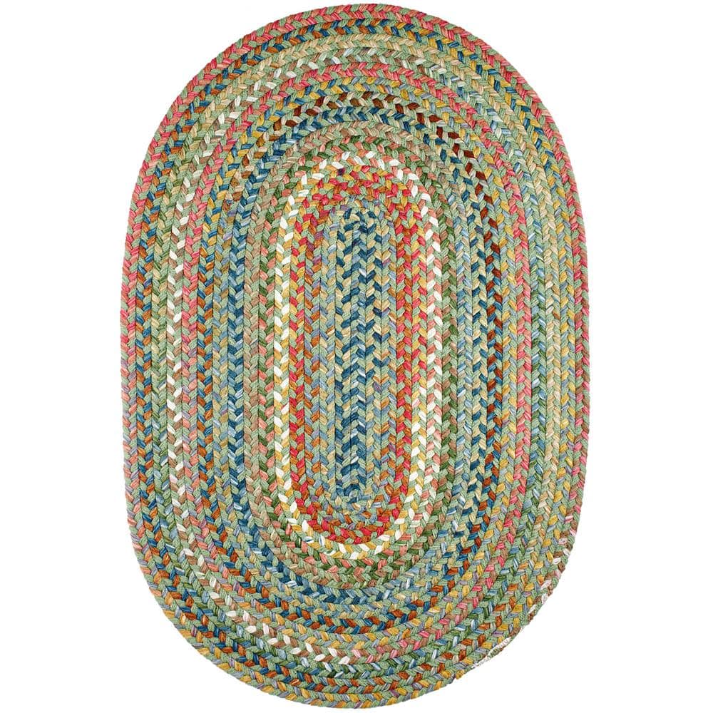 Rhody Rug Bouquet Peridot 5 ft. x 8 ft. Oval Indoor/Outdoor Braided ...
