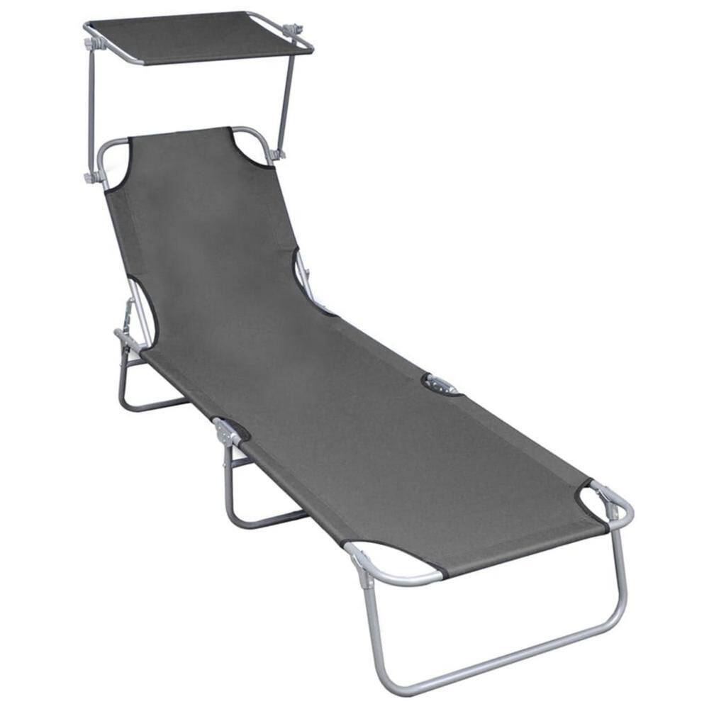 Benjara Gray Metal Frame Adjustable Outdoor Chaise Lounge BM326387 ...