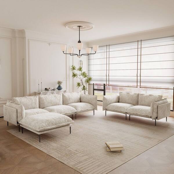 Magic Home Modular Sofa Set 111 in. 3-Seat and 75 in. Loveseat Tapered ...