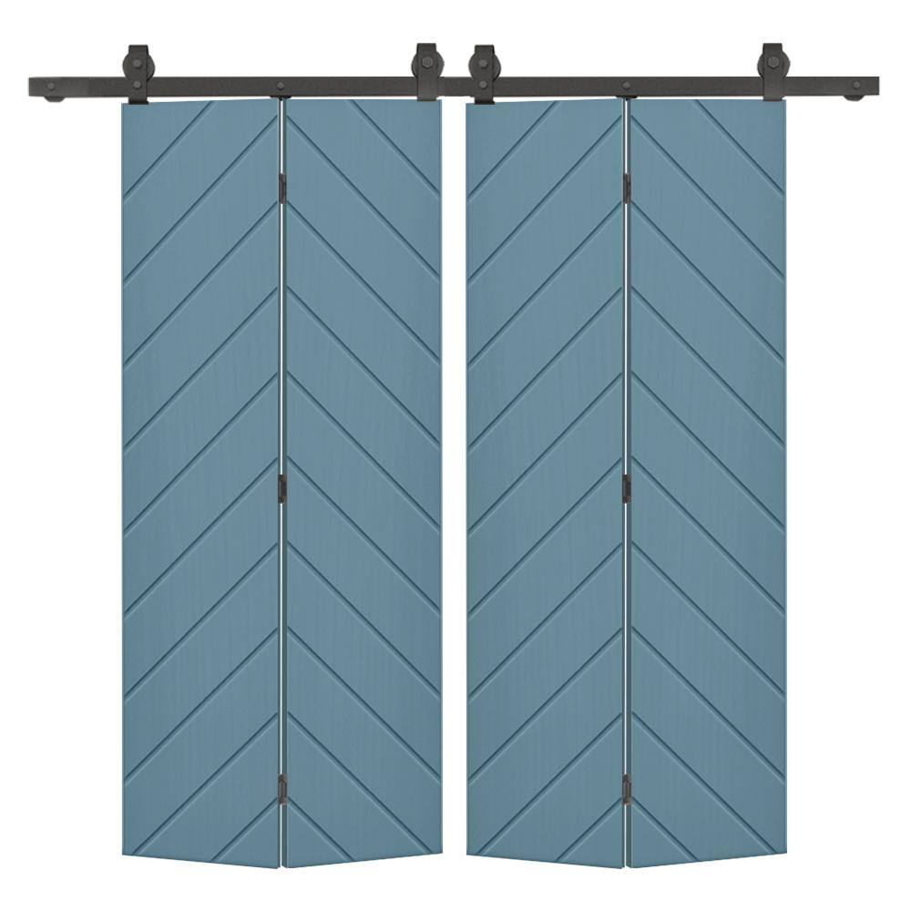 CALHOME 44 in. x 84 in. Dignity Blue Painted Composite Bi-Fold Hollow ...