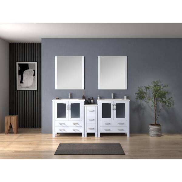 Lexora Volez 84 in. W x 18 in. D x 34 in. H Double Sink Bath Vanity in ...