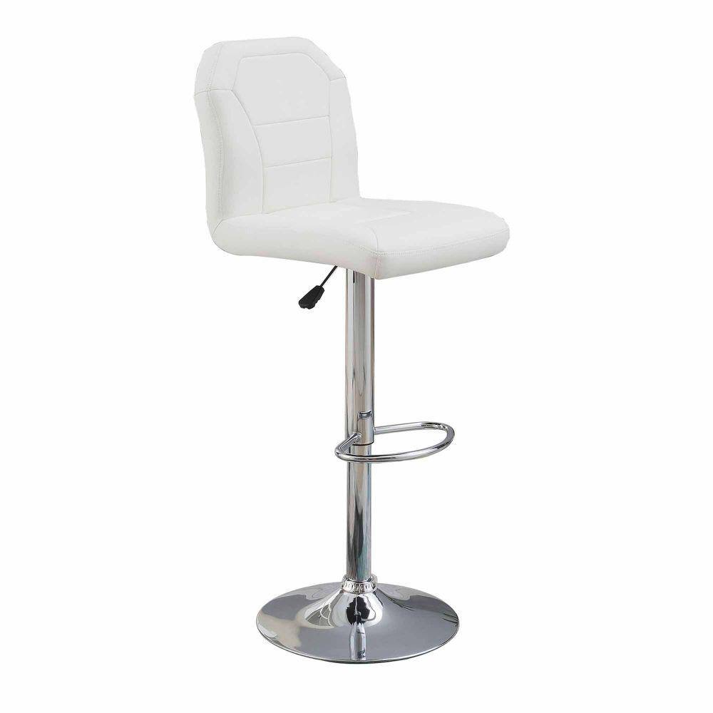 Benjara Judy 25- 29 in. White Low Back Metal Frame Adjustable Height ...