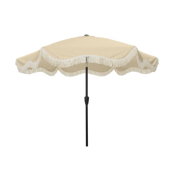 Clihome 9 ft. Crank Design Outdoor Market Patio Umbrella in Beige with ...