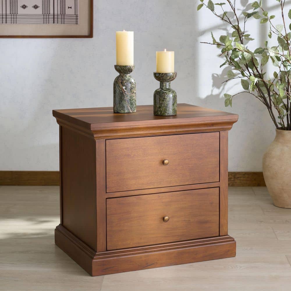 SAFAVIEH Lizzy Walnut 2 Drawer Nightstand SFV7727A - The Home Depot