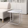 Benjara 23.5 in. White and Chrome Rectangle Wood End/Side Table with ...