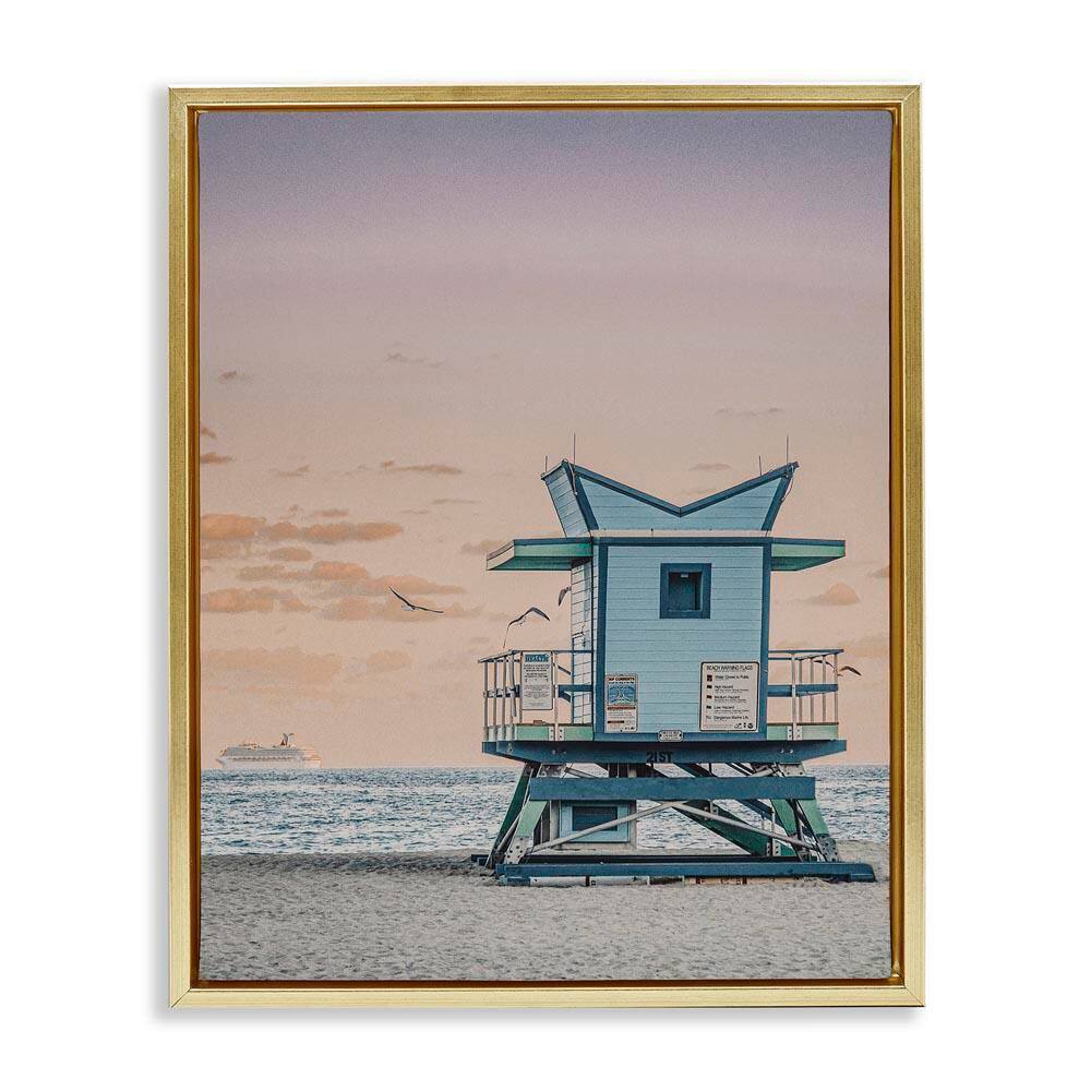 Stupell Industries Miami Lifeguard Stand by LSR Design Studio Gold ...