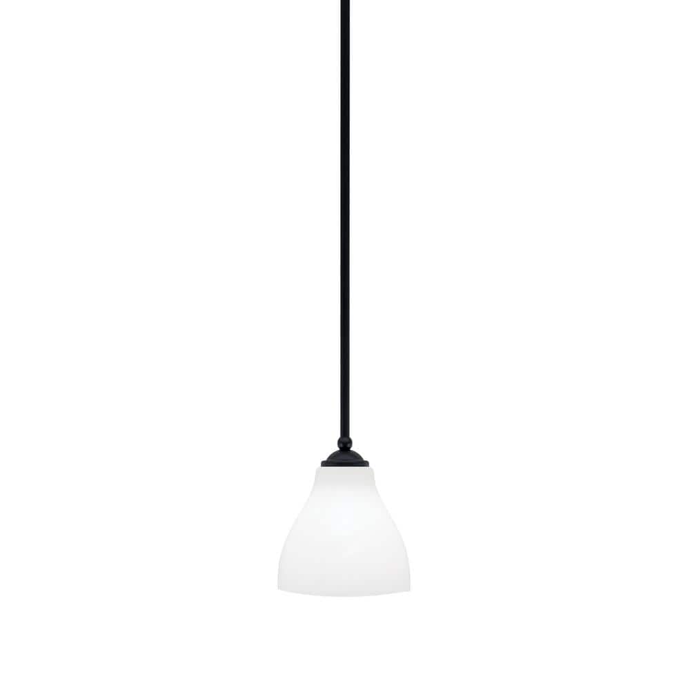 Clevelend 100-Watt 1-Light Black Pendant Mini Pendant Light with White ...