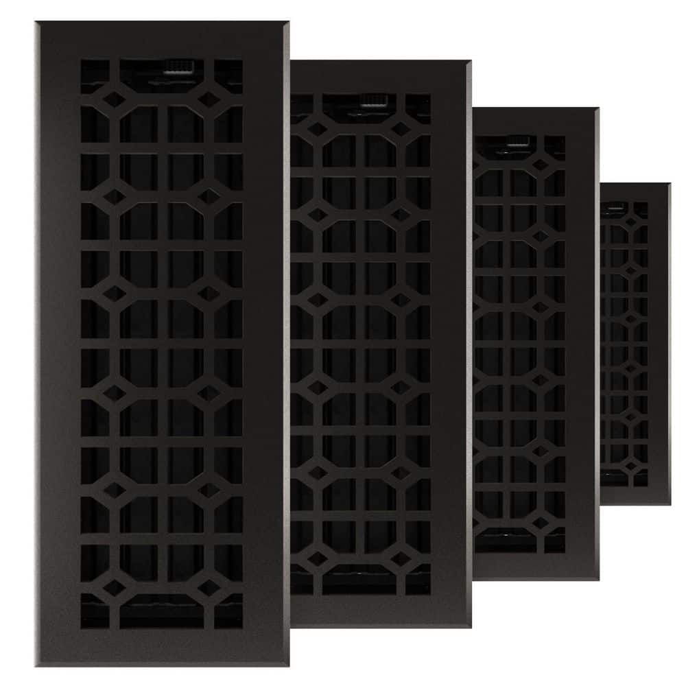 IMPERIAL Templar 4 in. x 12 in. Cast Iron Floor Register in Black (4 ...