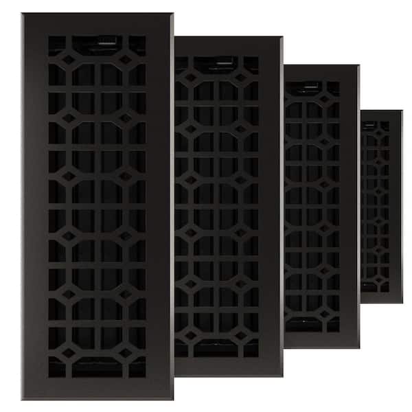 IMPERIAL Templar 4 in. x 12 in. Cast Iron Floor Register in Black (4 ...