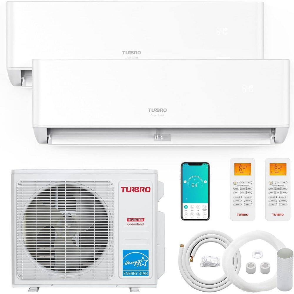 TURBRO 27,000 BTU Dual Zones 24 SEER2 Inverter Mini Split AC/Heating ...