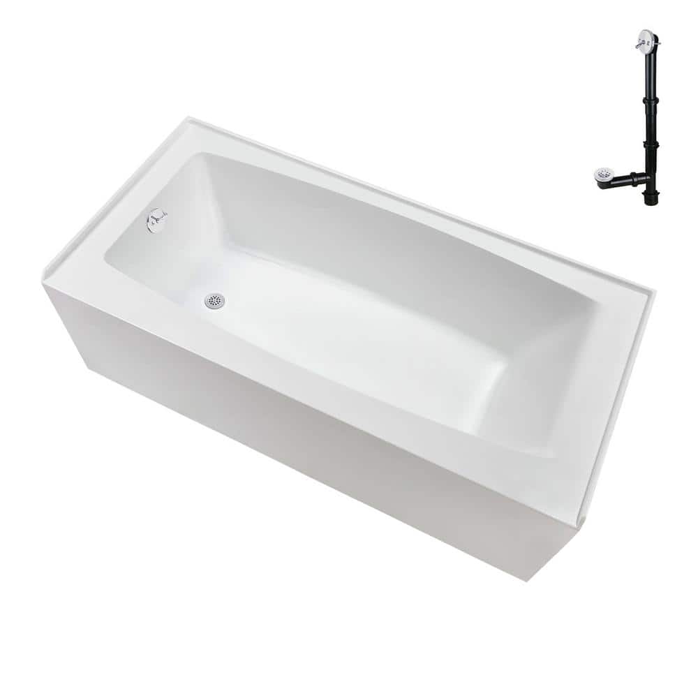 Streamline 60 in. x 30 in. Soaking Acrylic Alcove Bathtub with Left ...
