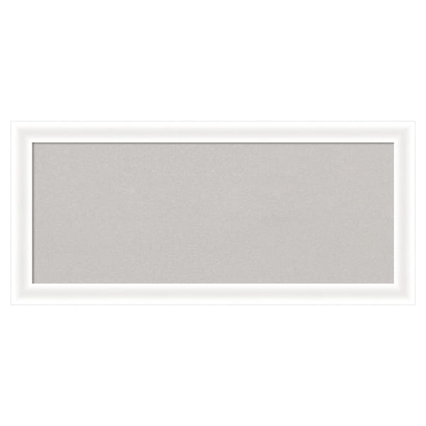 Amanti Art Oliver White Narrow 33 in. x 15 in. Wood Framed Grey Cork ...