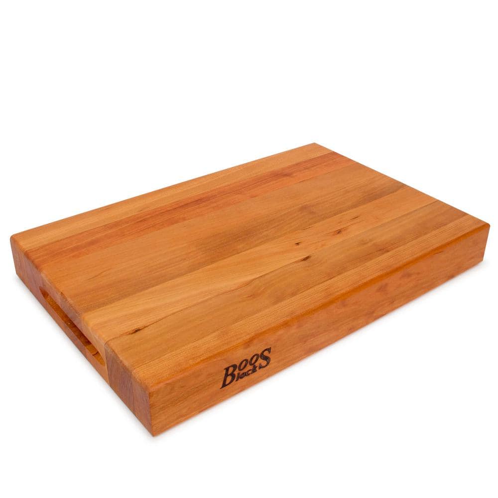 JOHN BOOS Block 18 in. x 12 in. Rectangular Cherry Wood Edge Grain ...