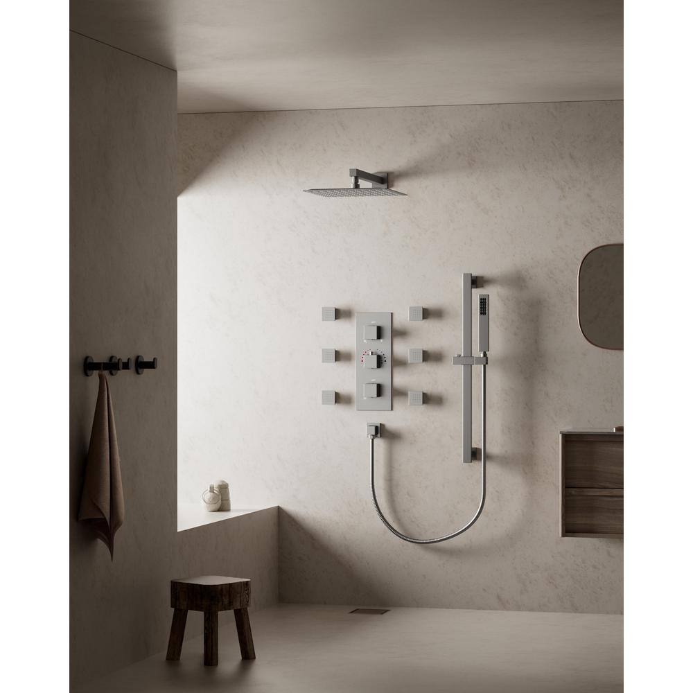 Cranach Thermostatic Valve 5 Spray 12 In Square Shower Head High