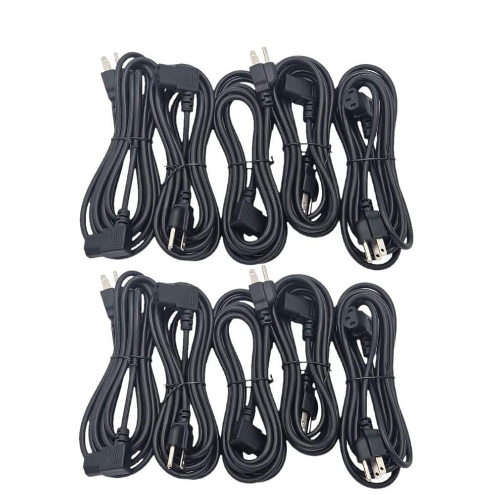 Micro Connectors, Inc 10 ft. UL Approved Right Angle AC Power Cord 18 ...