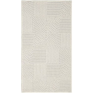 Nourison Textured Home Grey Ivory 2 ft. x 4 ft. Geometric Contemporary ...