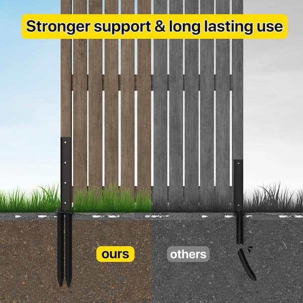 Angel Sar 15 in. Heavy-Duty Fence Post Anchor Repair Kit with Steel ...