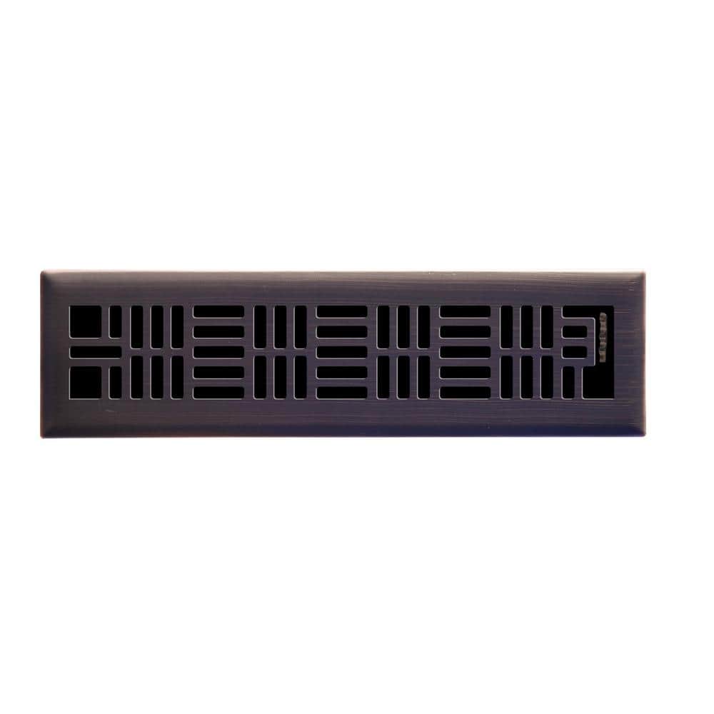 Hampton Bay Art Nouveau 2 in. x 12 in. Steel Floor Register in Cocoa ...