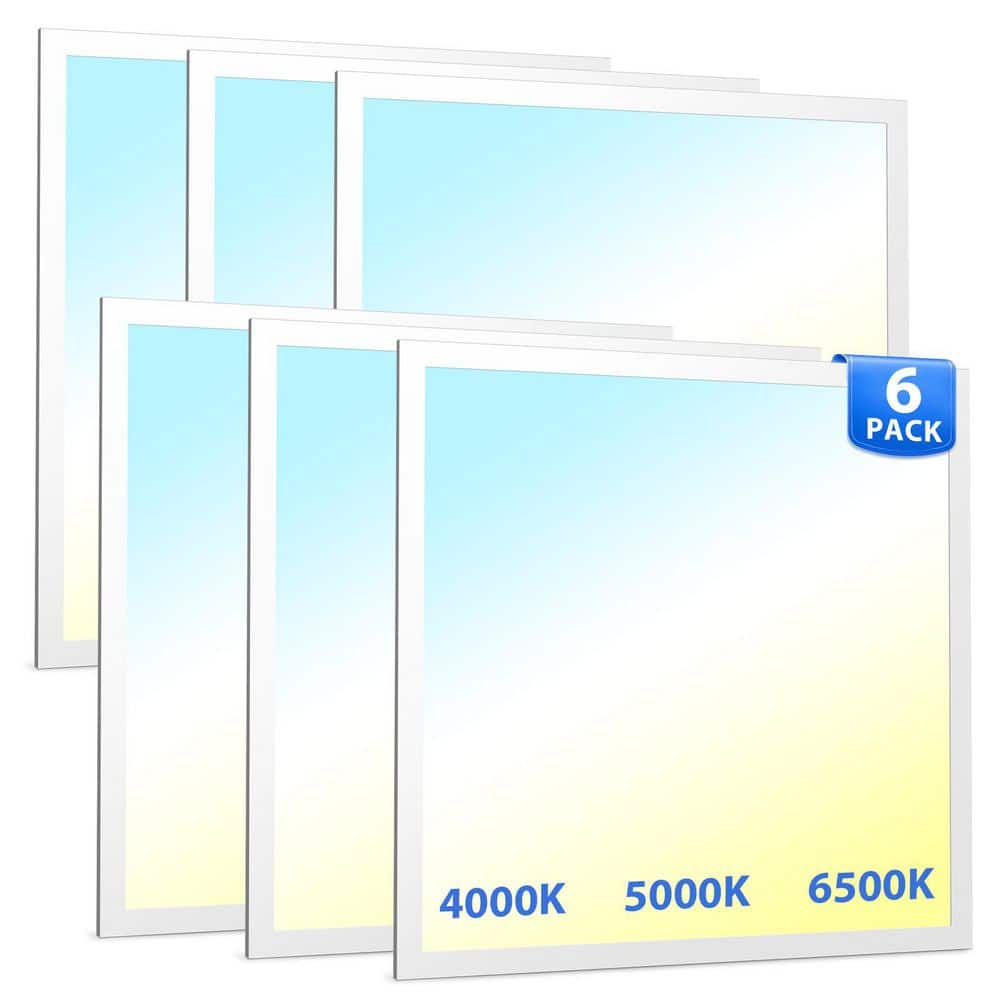 Amico 6-Pack 2 ft. x 2 ft. 5000 Lumen Dimmable Integrated LED Flat ...