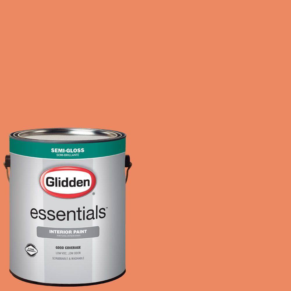 Glidden Essentials 1 gal. #HDGO15 Sunbaked Orange Semi-Gloss Interior ...