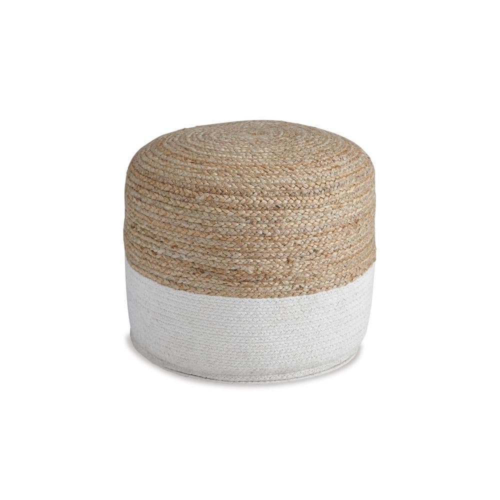 Signature DESIGN BY ASHLEY Sweed Valley Natural/White Jute Pouf ...