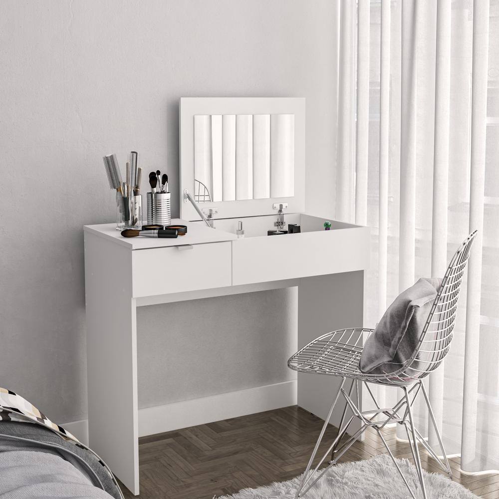 Reviews for Ava White Makeup Vanity with Flip Top Mirror | Pg 1 - The ...