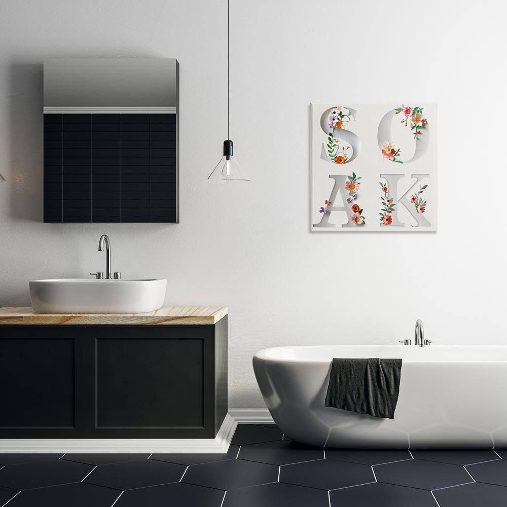 Stupell Industries Floral Bathroom Soak Letters by Susan Arnot Unframed ...